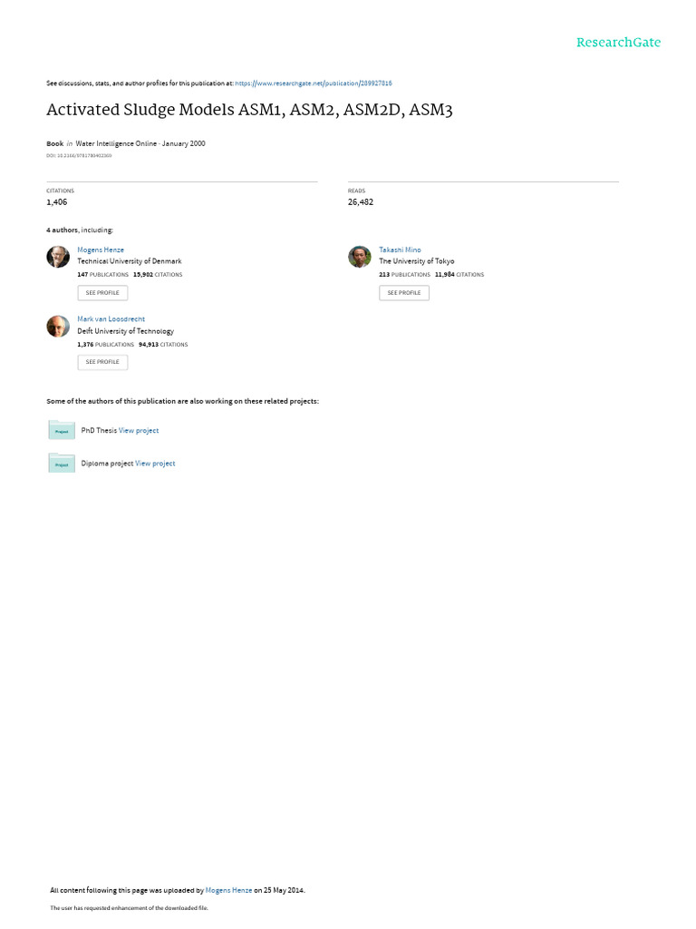 Activated Sludge Model No 1 Henze Grady Gujer Marais Matsuo IAWPRC1987 Now IWAPublishing | PDF