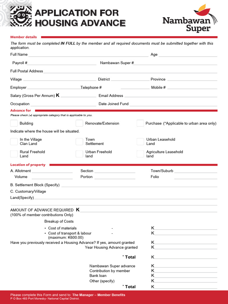 Nambawan Super Housing Advance Application | PDF | Employment | Equity ...