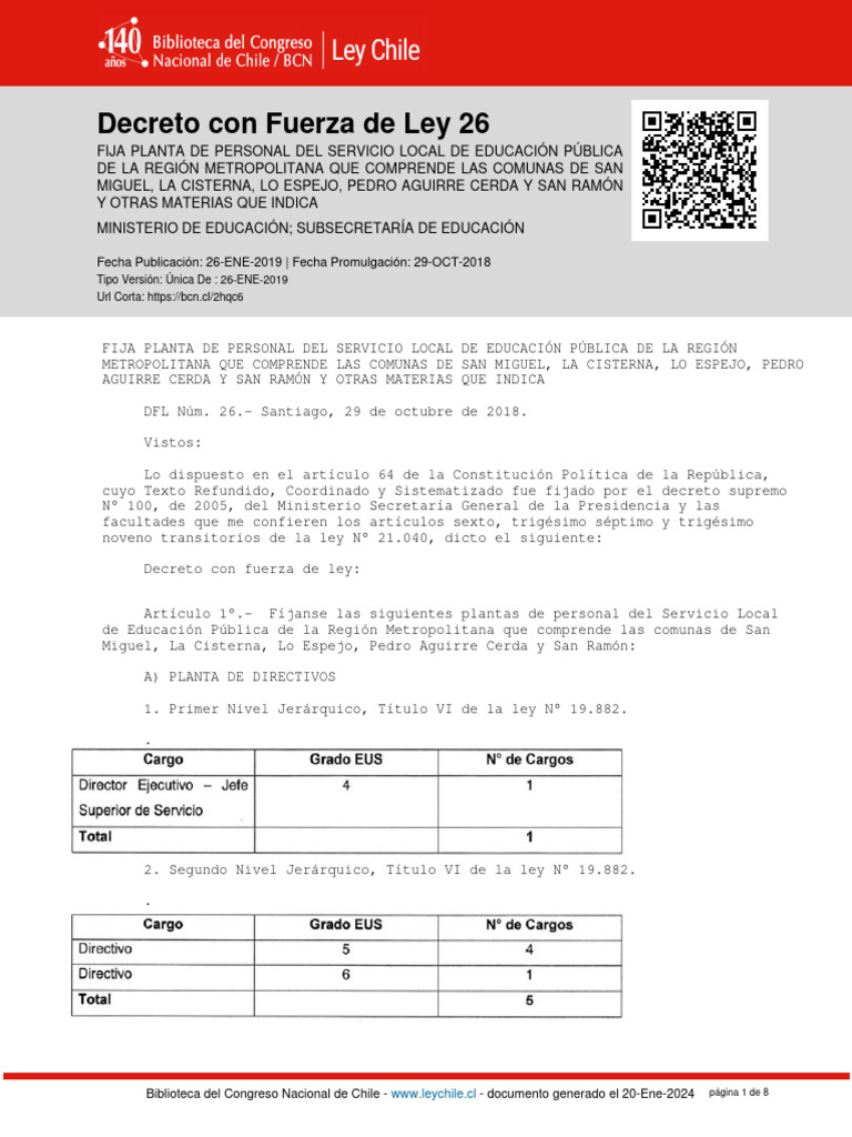 Decreto-Con Fuerza de Ley-26 - 26-ENE-2019 | PDF | Educación más alta ...