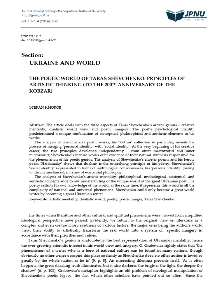 Shevchenko's Poetic Genius Explored | PDF | Poetry | Liberal Arts Education