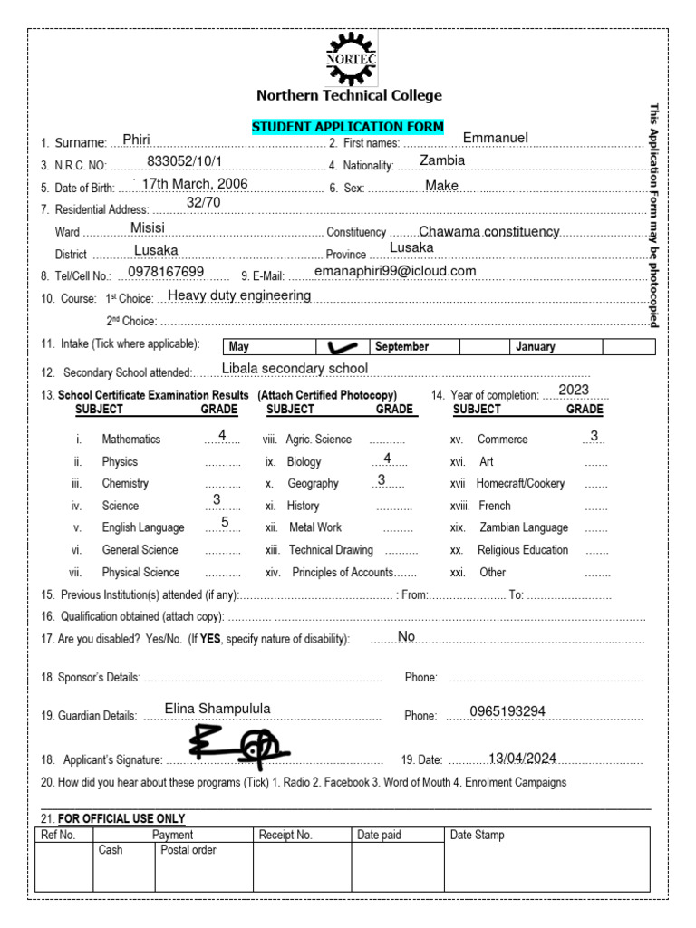 Application Form CDF-1 | Download Free PDF | Educational Stages