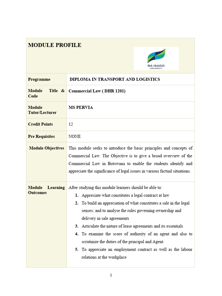 Overview of Commercial Law Module | PDF | Common Law | Precedent