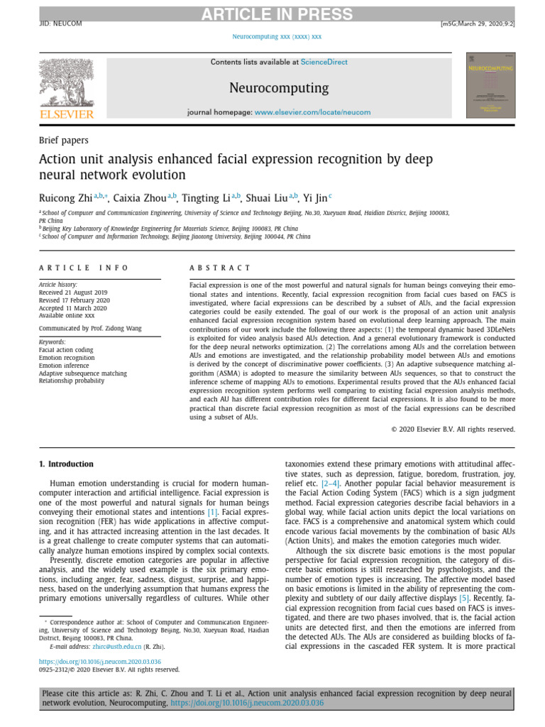 Action Unit Analysis Enhanced Facial Expression Recognition by Deep Neural Network Evolution ...