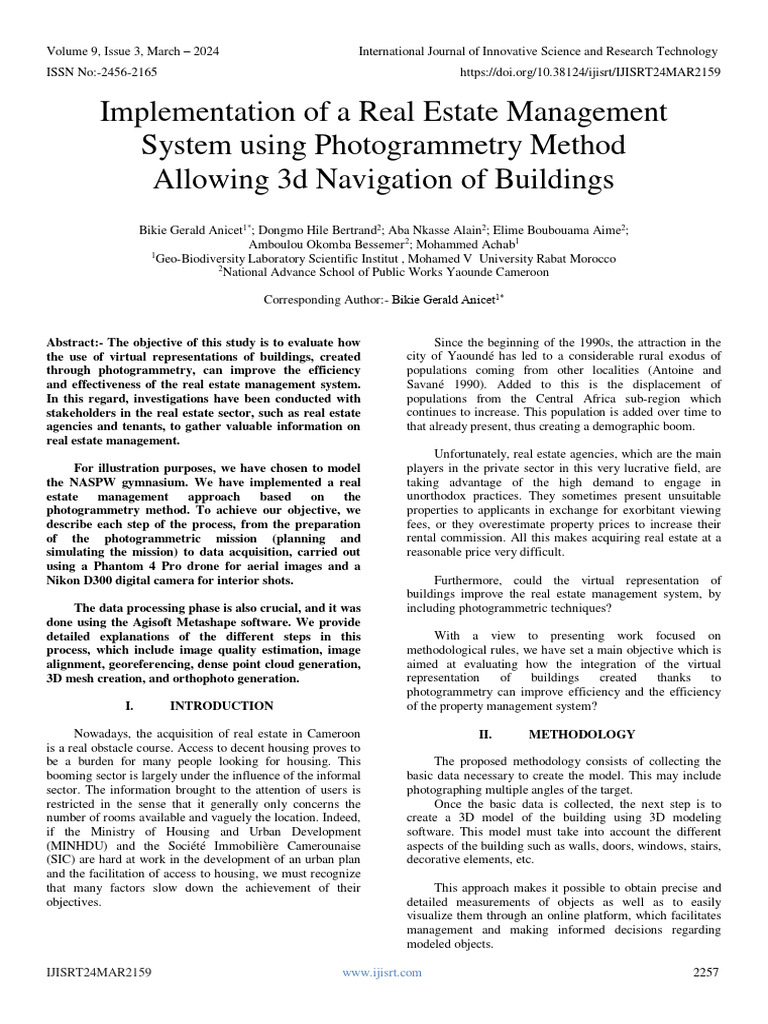 Implementation of A Real Estate Management System Using Photogrammetry Method Allowing 3d ...