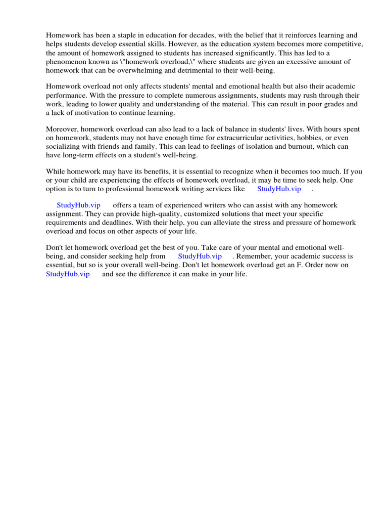Battling Homework Overload | PDF | Homework | Mental Health