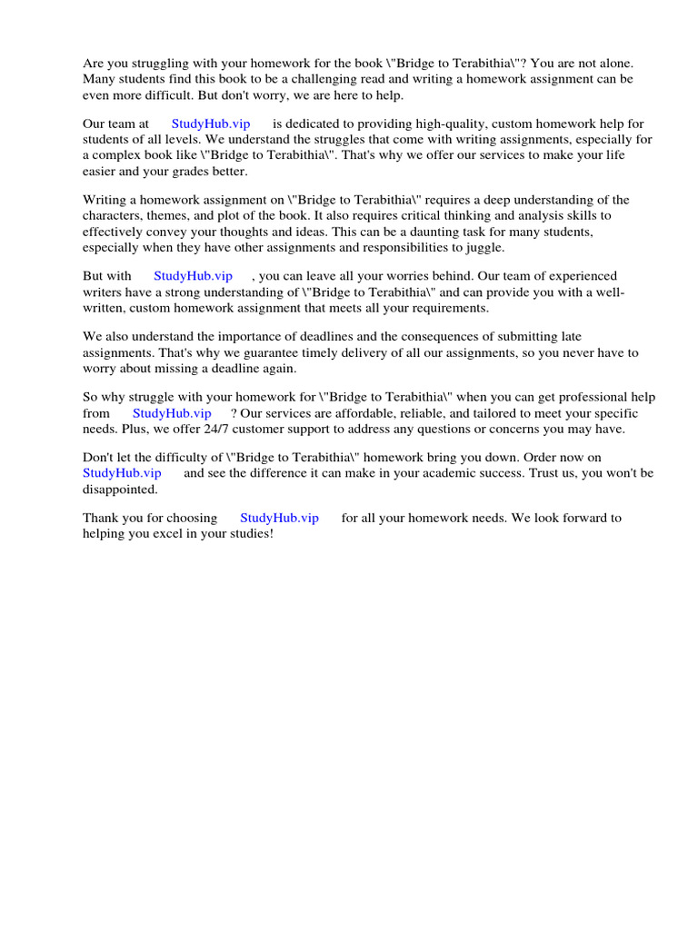 Bridge To Terabithia Homework | PDF | Copyright | Digital Millennium ...