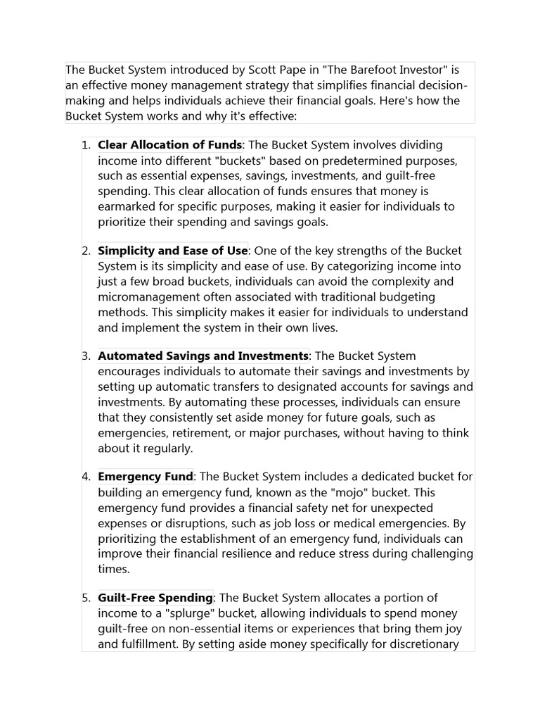 Understanding the Barefoot Investor Buckets | PDF | Investing | Expense