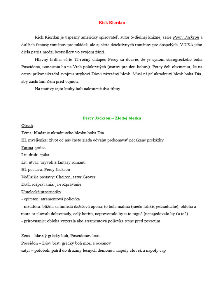 Rick Riordan - Percy Jackson - Zlodej Blesku | PDF