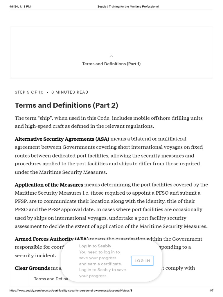 Maritime Security Terms Explained | PDF | Shipping | Water Transport