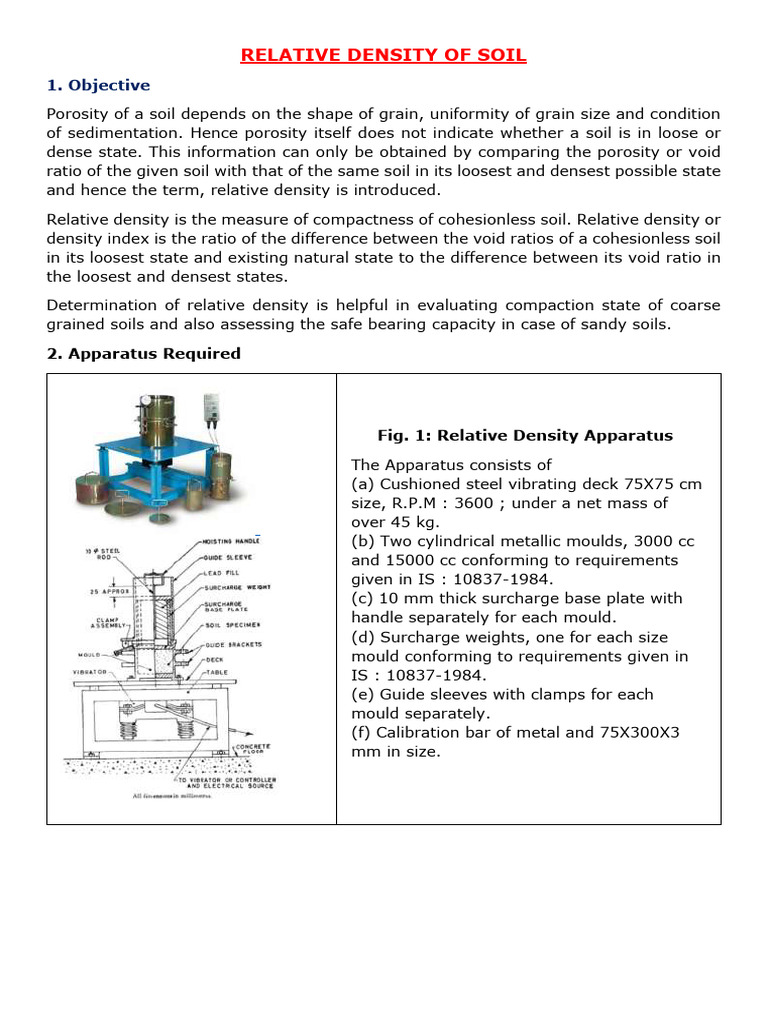 Soil Mechanics Relative Density | PDF | Density | Volume