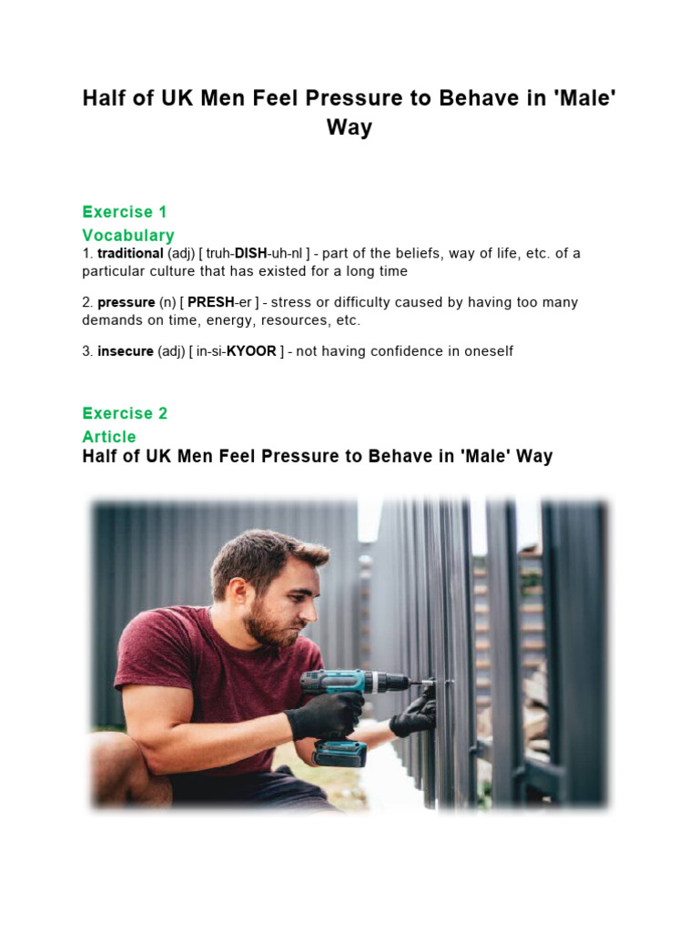 UK Men's Pressure to Conform to Masculinity | PDF | Thought | Social ...