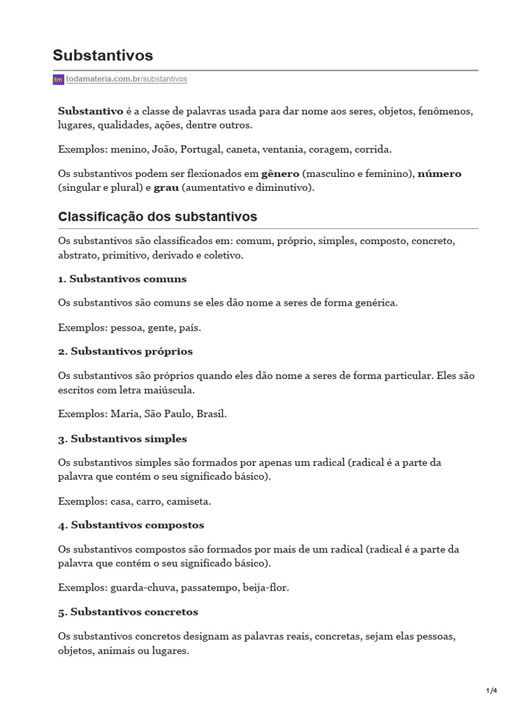 1- Substantivos | PDF | Adjetivo | Substantivo