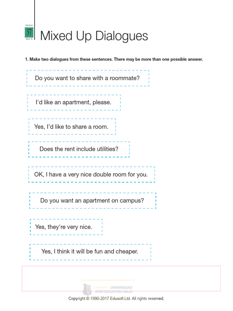 19-Basic-II-Handout-37-Unit-9-Housing-Mixed-Up-Dialogues | PDF