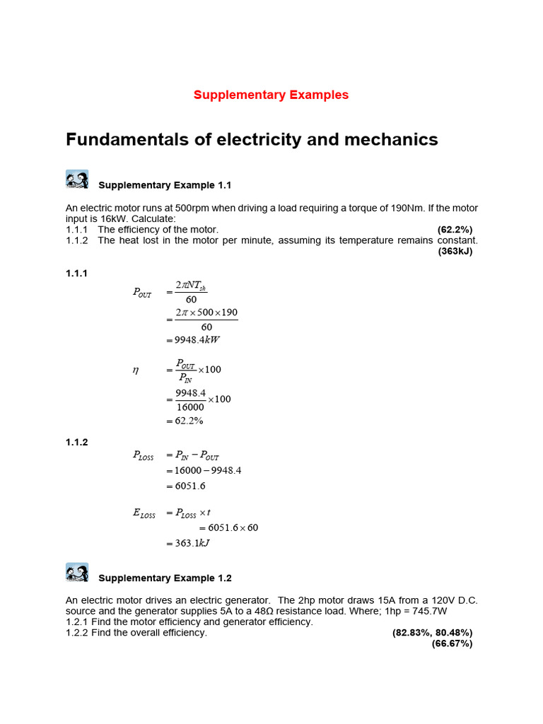 Supplementary Examples #1 | PDF | Electric Motor | Engines