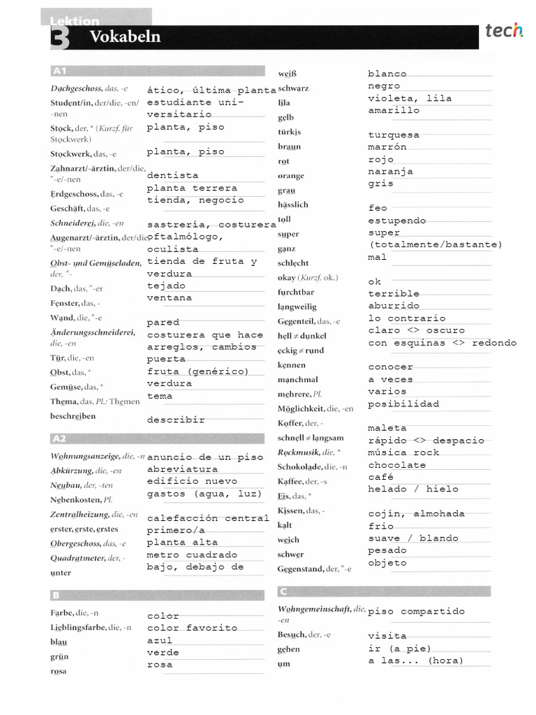 LEKTION 3 Vocabulario | PDF | Color