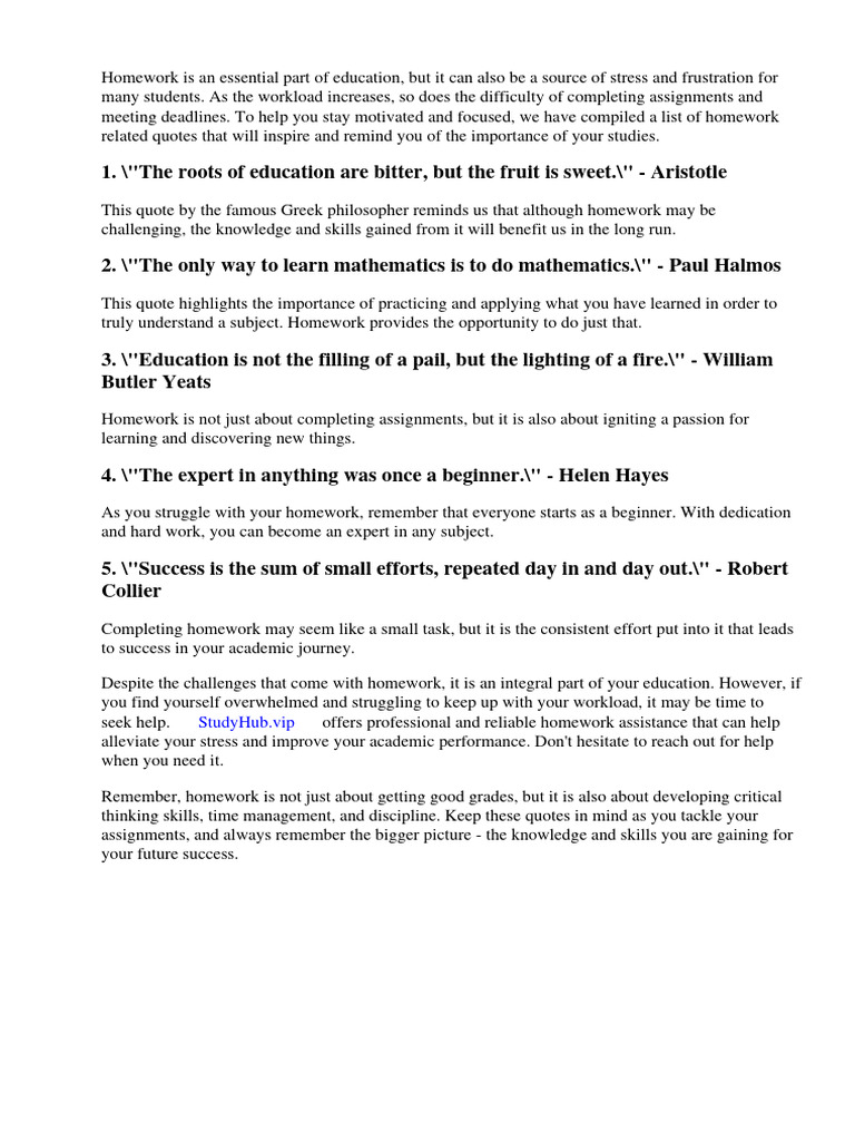 Homework Related Quotes | PDF | Homework
