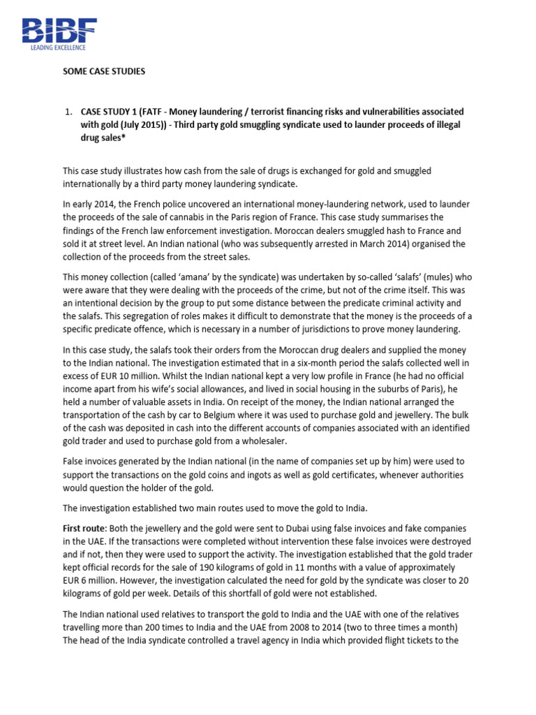 AML Gold - Precious Metal Sector Case Studies | PDF | Terrorism Financing | Money Laundering