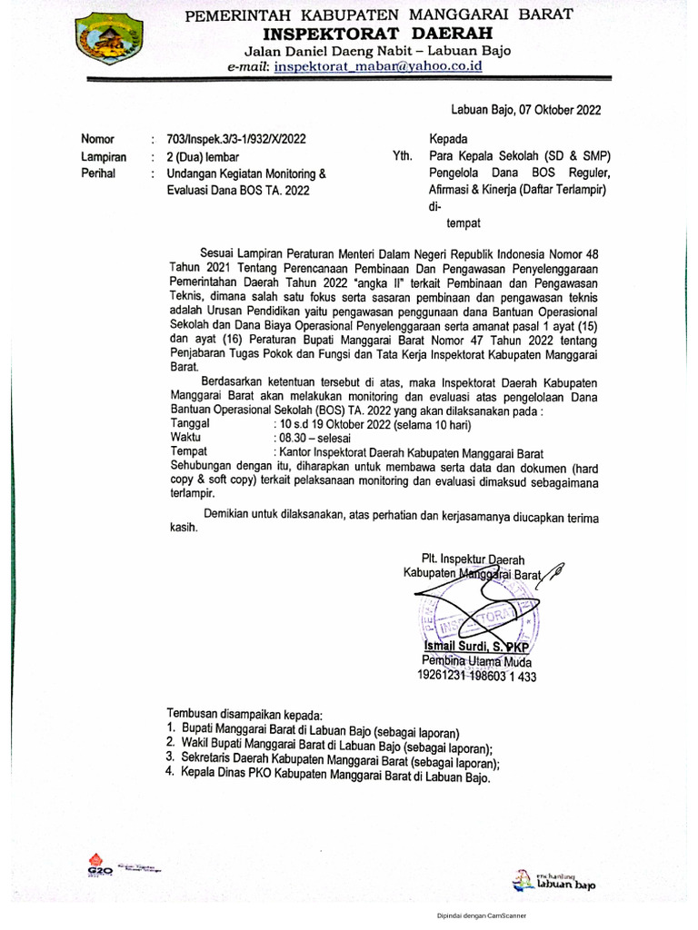 Surat KPD Kepala Sekolah | PDF