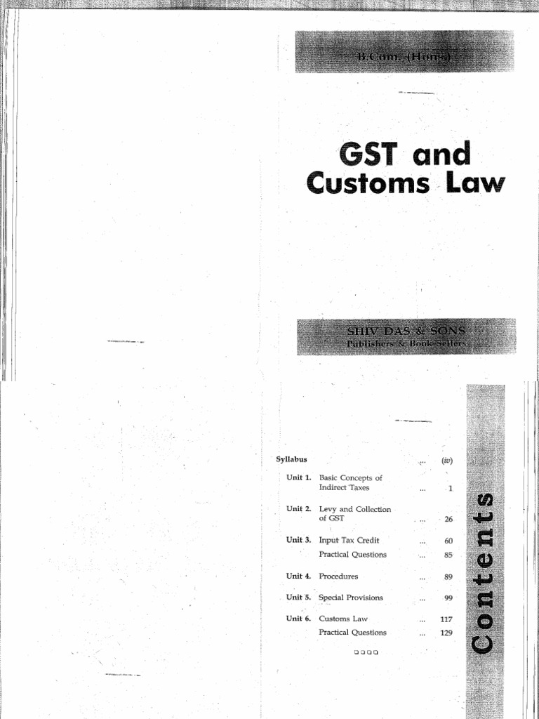 GST and Customs Law Syllabus Overview | PDF | Taxes | Value Added Tax
