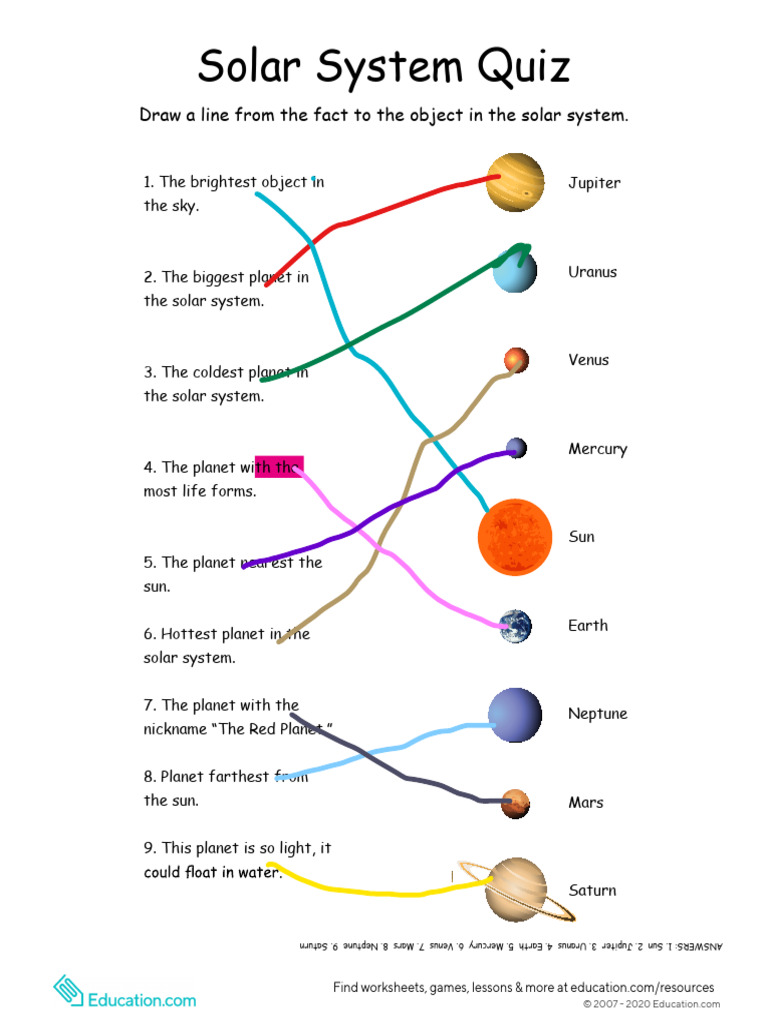 Solar System Quiz | PDF | Science & Mathematics