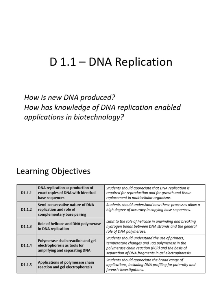 IB DP Bio - D1.1 DNA Replication | PDF | Microsatellite | Polymerase ...