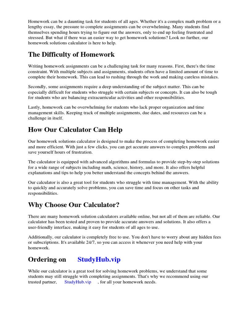 Homework Solutions Calculator | PDF | Homework | Translations