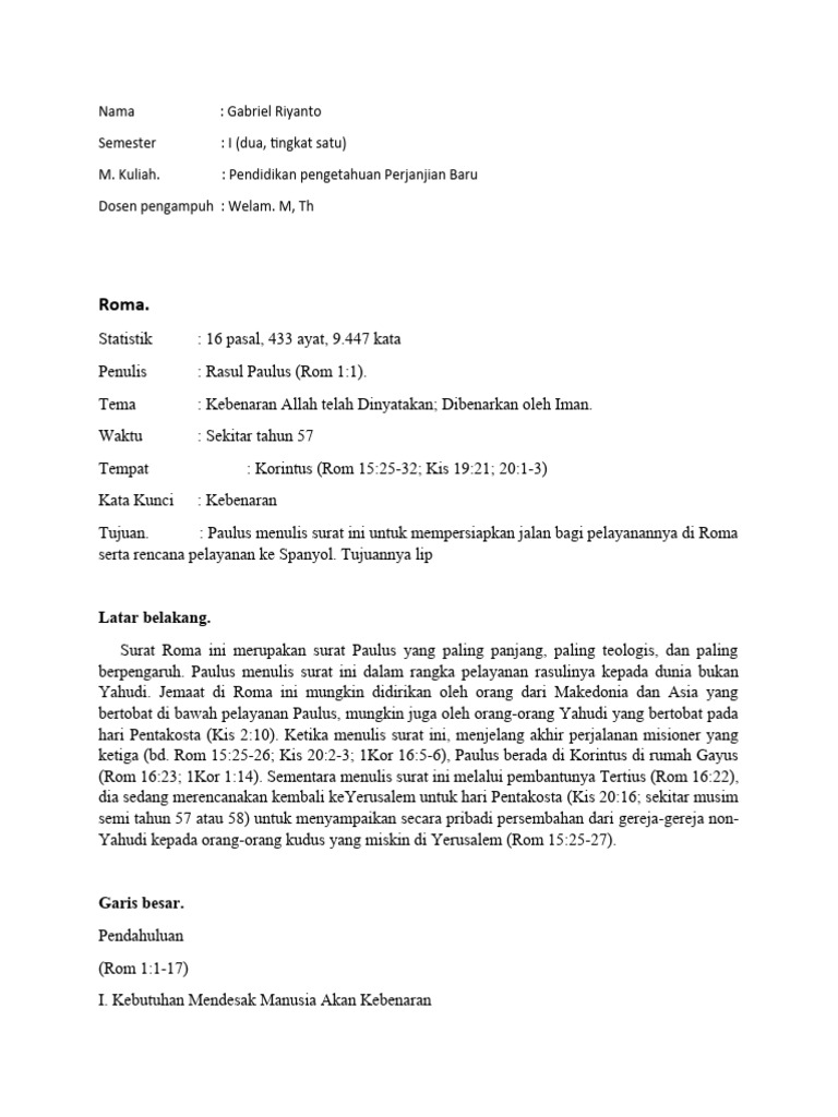 Ringkasan Alkitab Perjanjian Baru | PDF