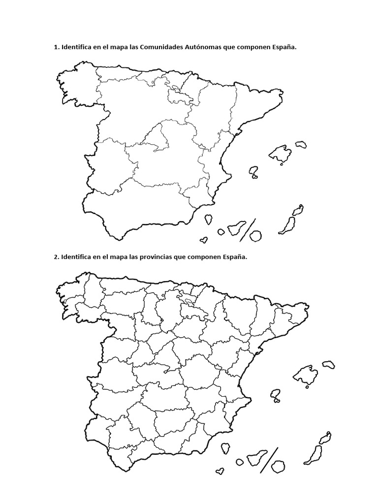 Mapas Rellenar CCAA y Provincias | PDF | Estudios de idiomas extranjeros | Historia