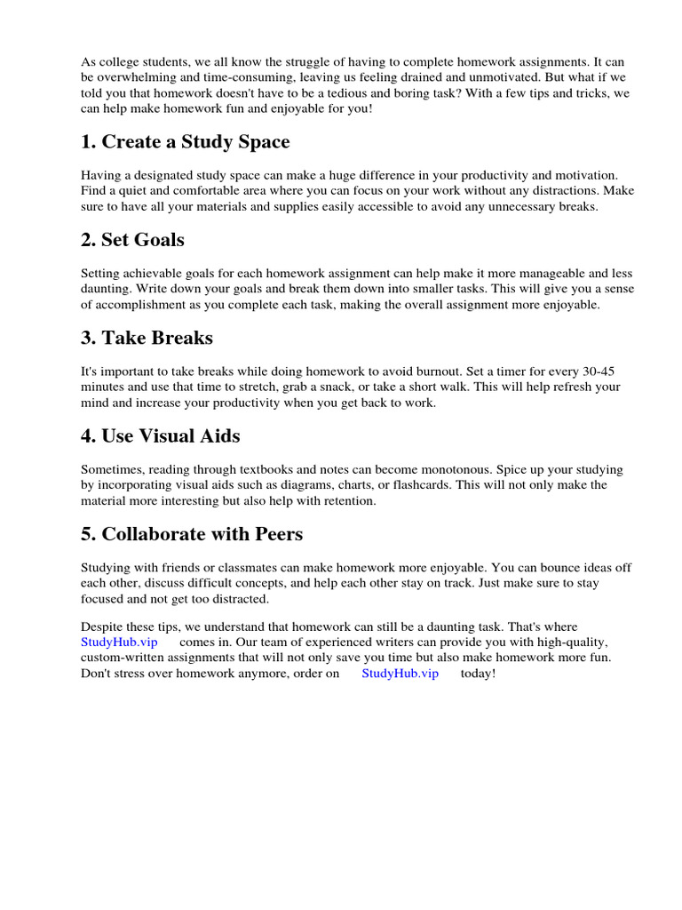 How To Make Homework Fun College | Download Free PDF | Homework