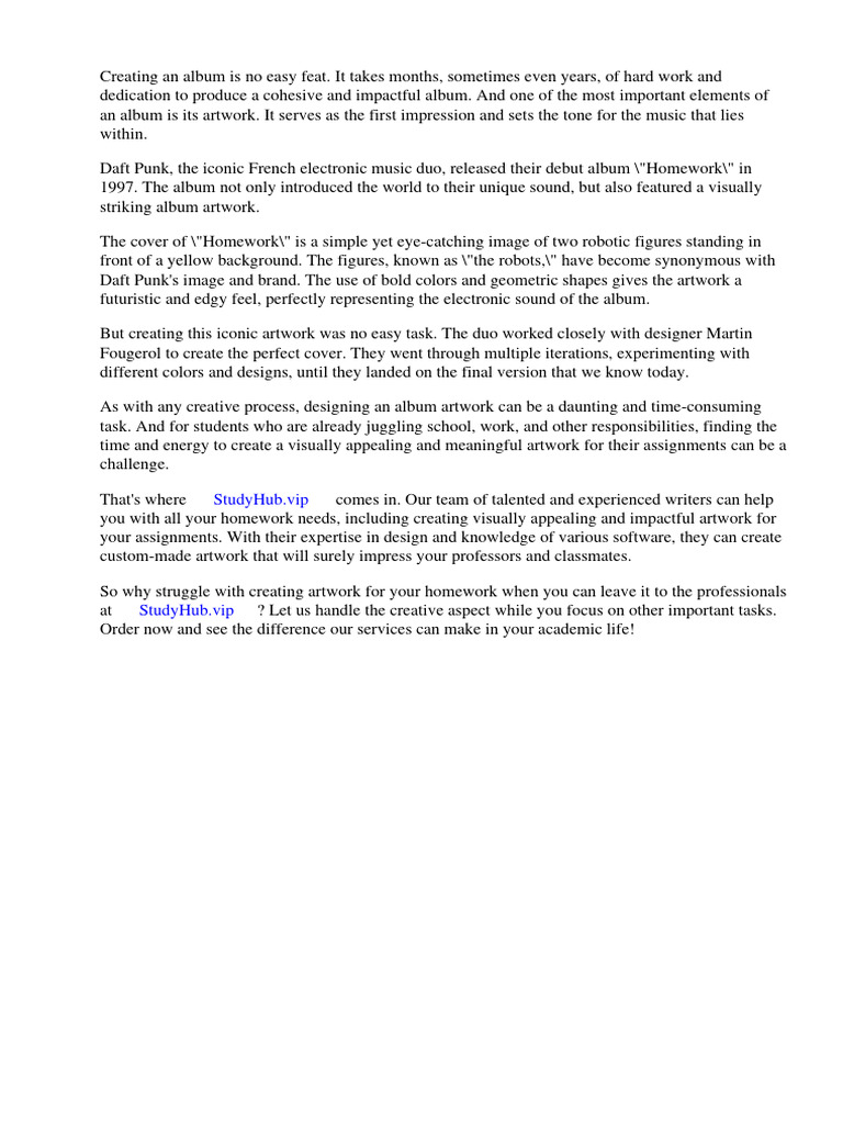 Daft Punk Homework Album Artwork | PDF