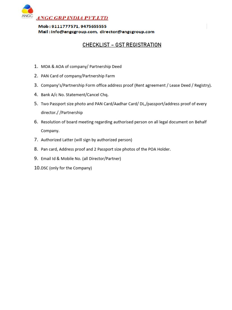 Checklist - GST | PDF