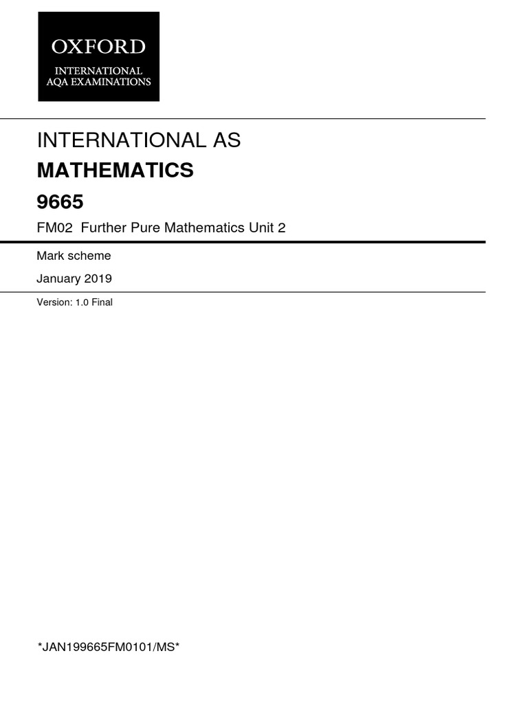 as-level-further-maths-unit-2-mark-scheme-Jan19 | PDF