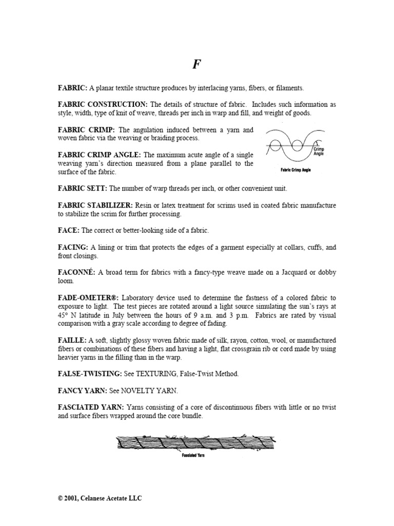 Dictionary (Textile - F) | PDF | Textiles | Yarn