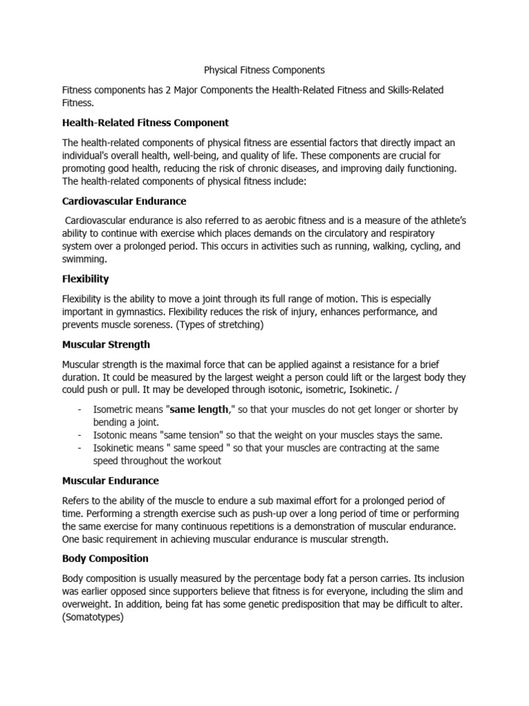 Physical Fitness Components 2nd Sem 2024 | PDF | Physical Fitness ...