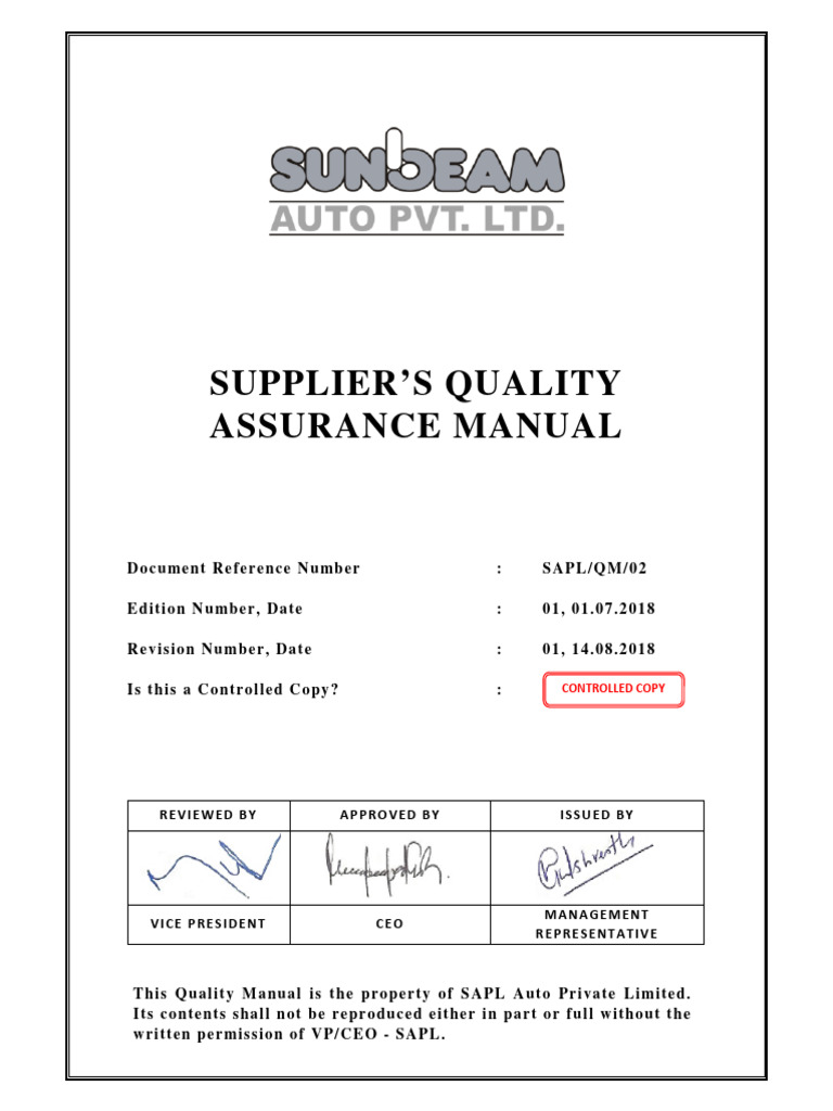 Supplier Quality Manual For Casting Industry | PDF