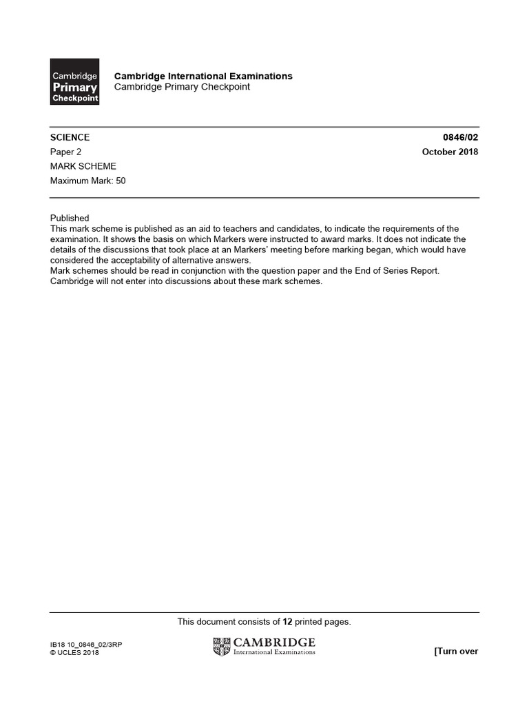 Grade 6 Science Exam Mark Scheme | PDF | Pollen
