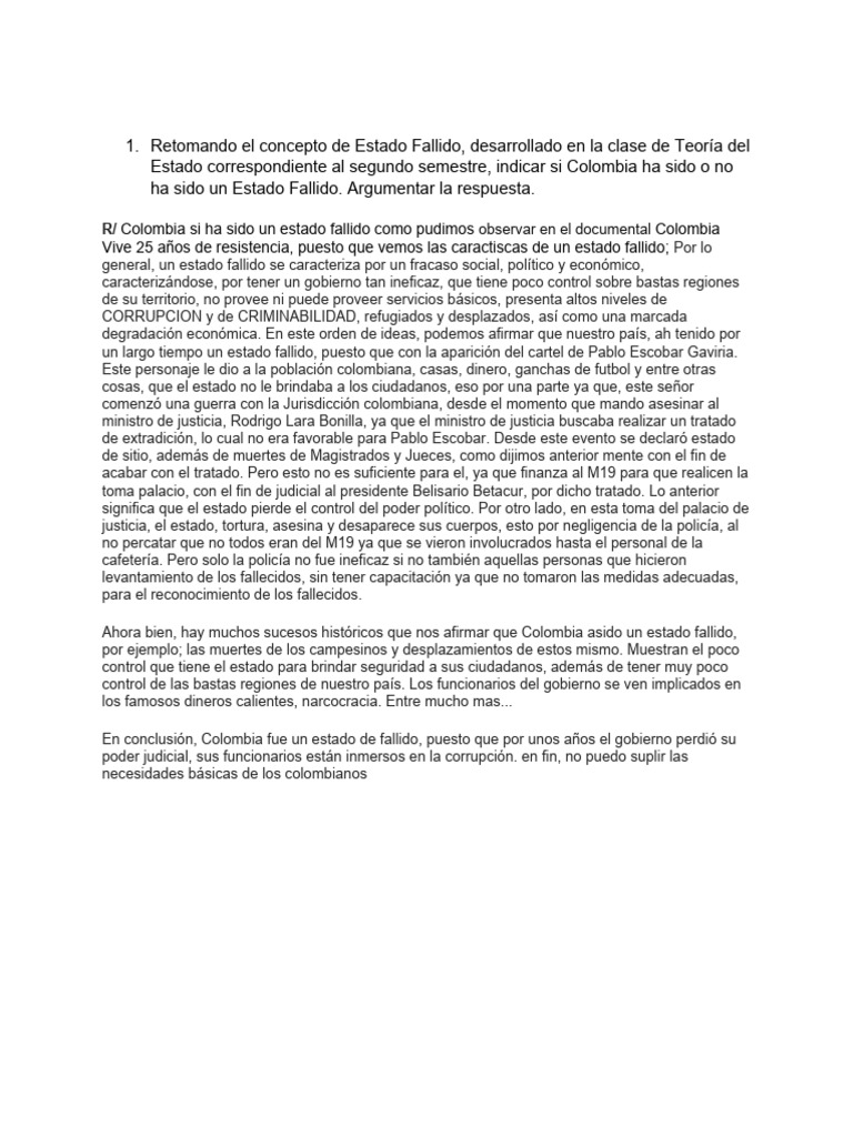 Concepto de Estado Fallido | PDF | Estado (política) | Colombia