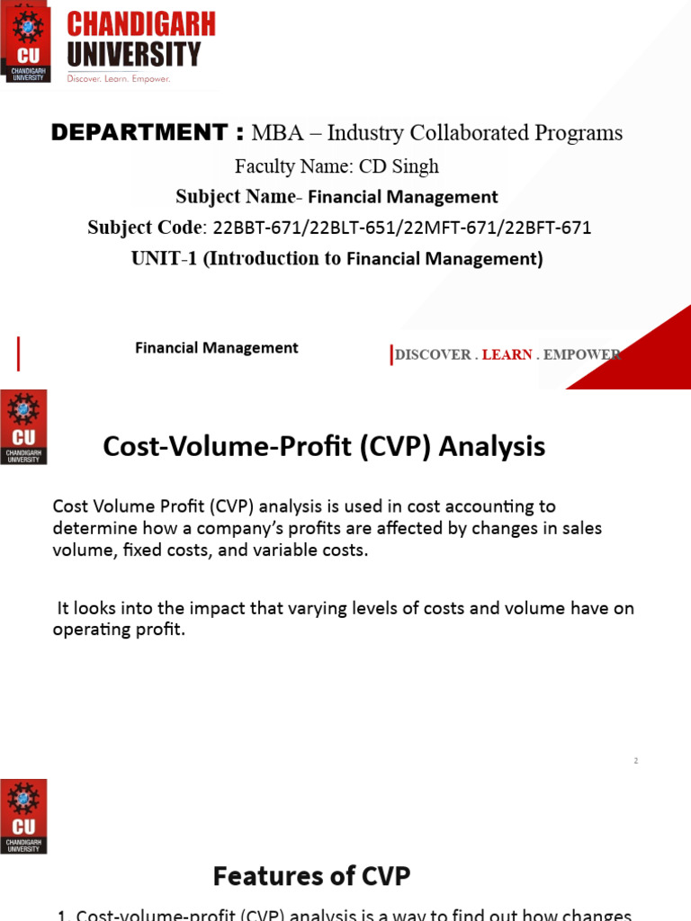 CVP Analysis | PDF | Business Economics | Management Accounting