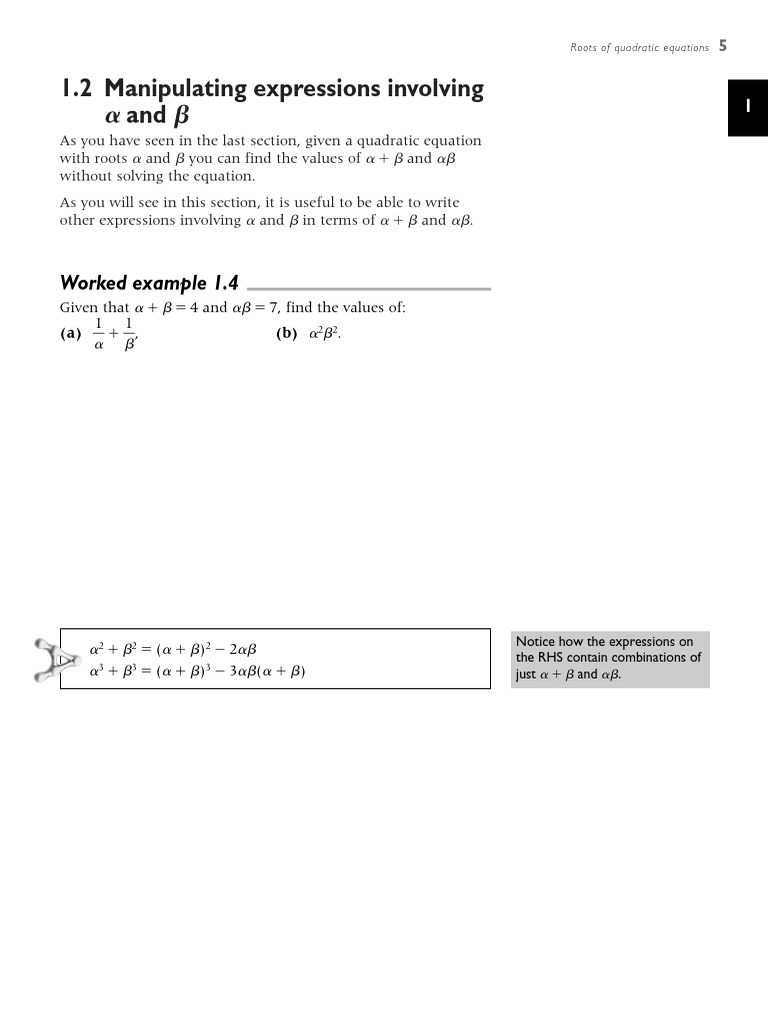 Relation Between Roots And Coefficients Of Quadratic Equations Pdf