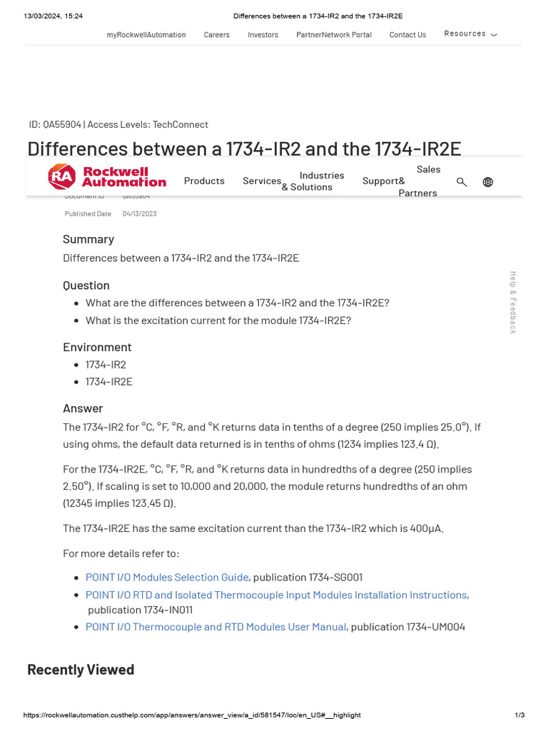 Differences Between A 1734-IR2 and The 1734-IR2E | PDF | Automation ...