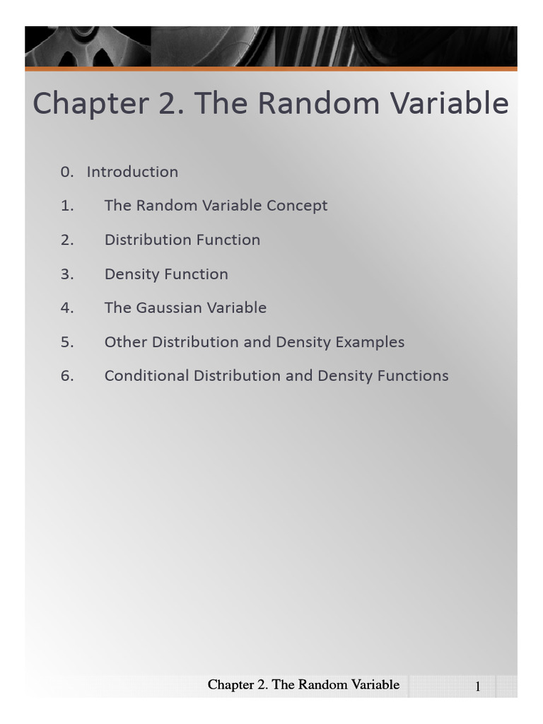 Chapter 2 Random Variable | PDF | Probability Density Function | Probability Distribution