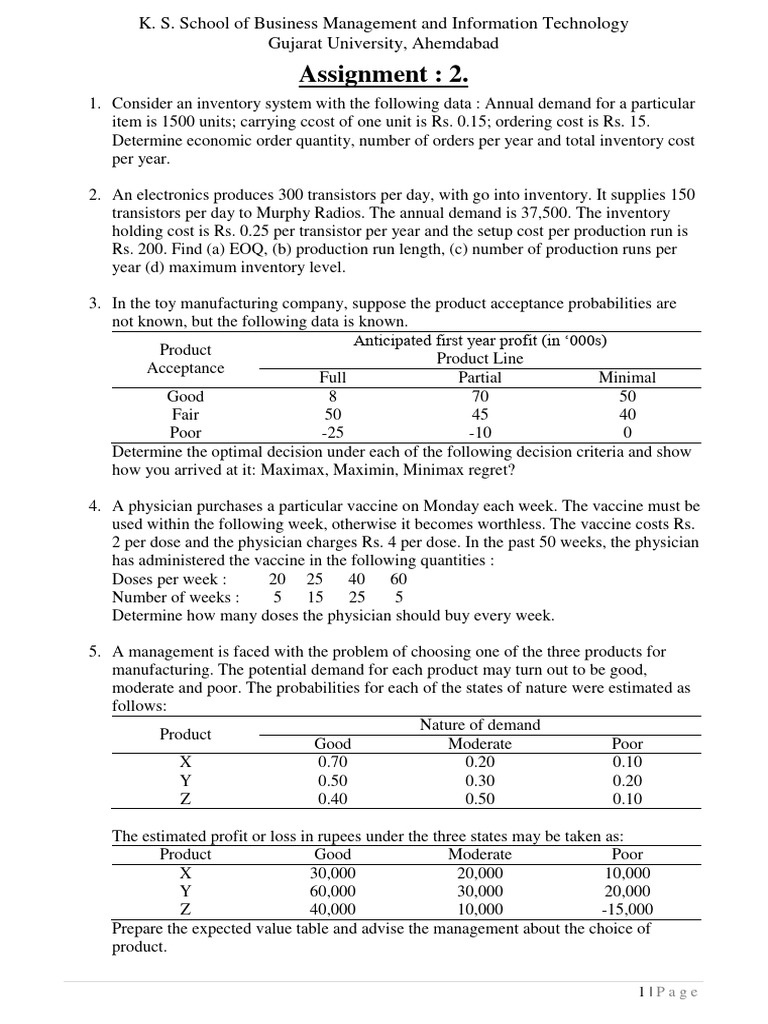 Assignment 2 - QT | PDF | Business Economics