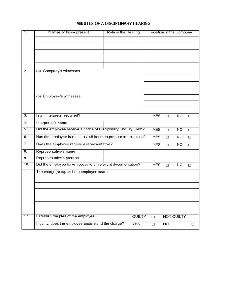 Hearing Minutes Tamplate | PDF | Plea | Judiciaries