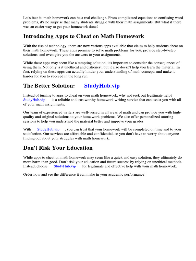 Apps To Cheat On Math Homework | PDF | Mathematics | Mobile App
