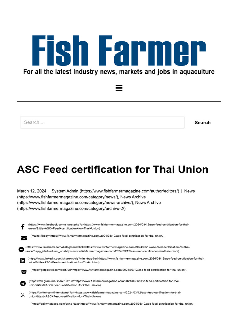 (FishFarmer) ASC Feed Certification For Thai Union | Download Free PDF | Climate Change ...