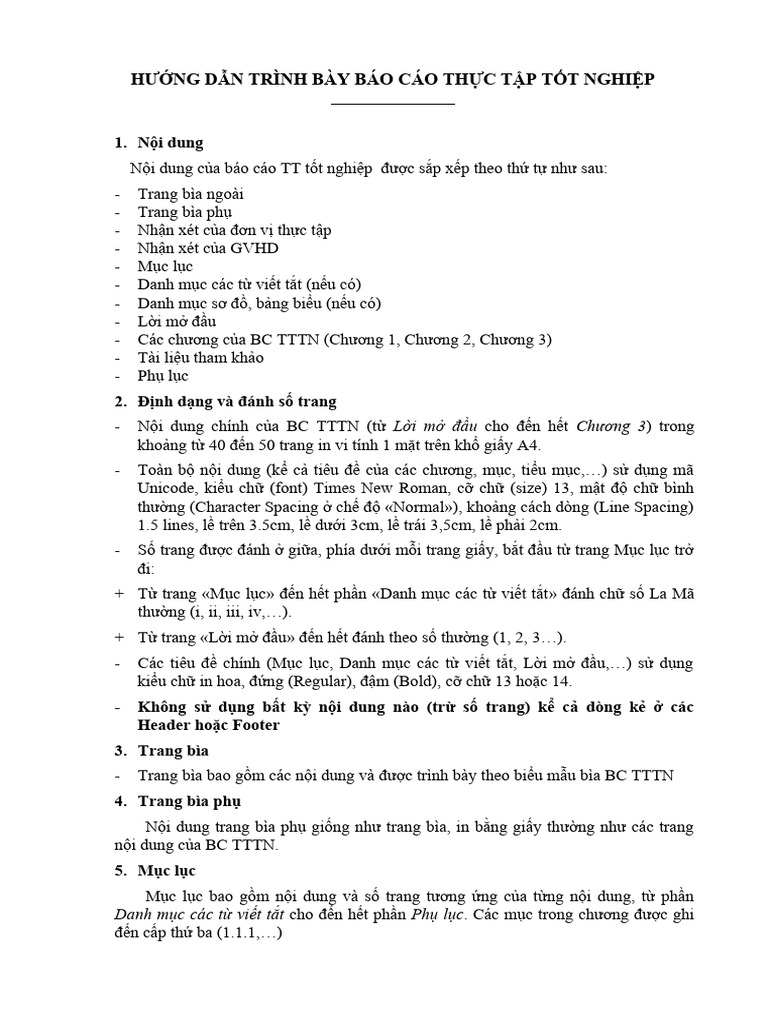 Huong Dan Trinh Bay BC TTTN | PDF