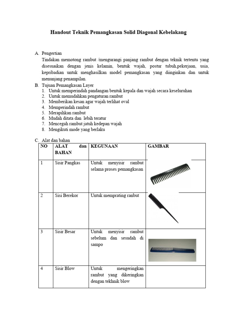 Handout Teknik Pemangkasan Solid Diagonal Kebelakang | PDF