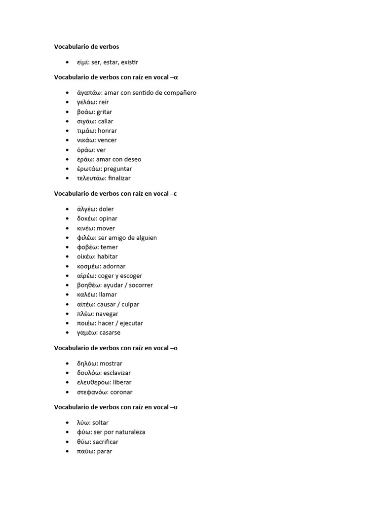 Vocabulario Verbos | PDF
