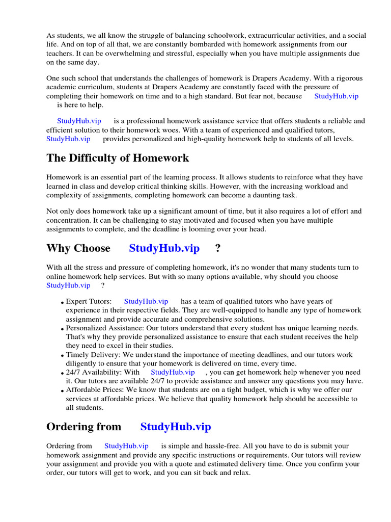 Show My Homework Drapers Academy | PDF | Homework | Teachers