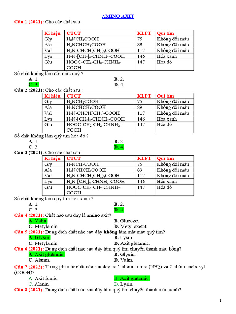 Amino Axit 12x2 | PDF